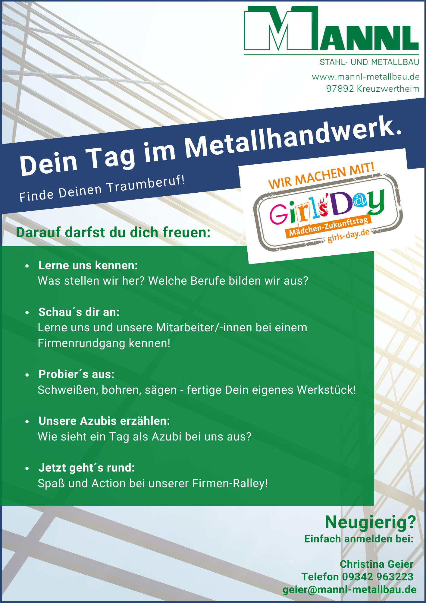 Hey Mädels: Am 27. April 2023 ist Girls Day! - Mannl